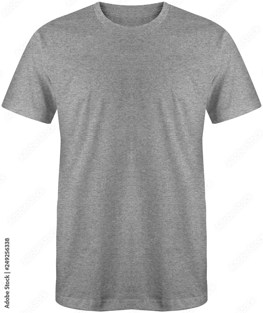 Blank t shirt heather grey color in front view isolated on white ...