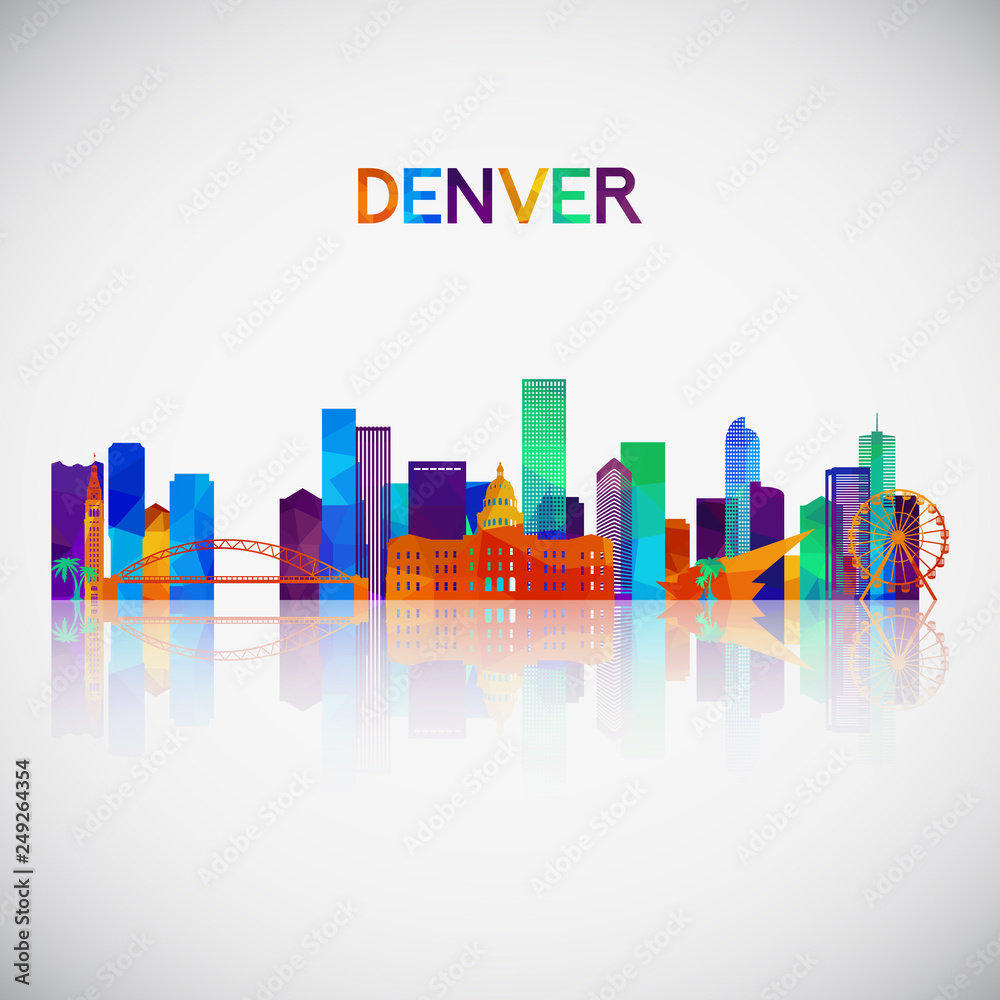Denver skyline silhouette in colorful geometric style. Symbol for your ...