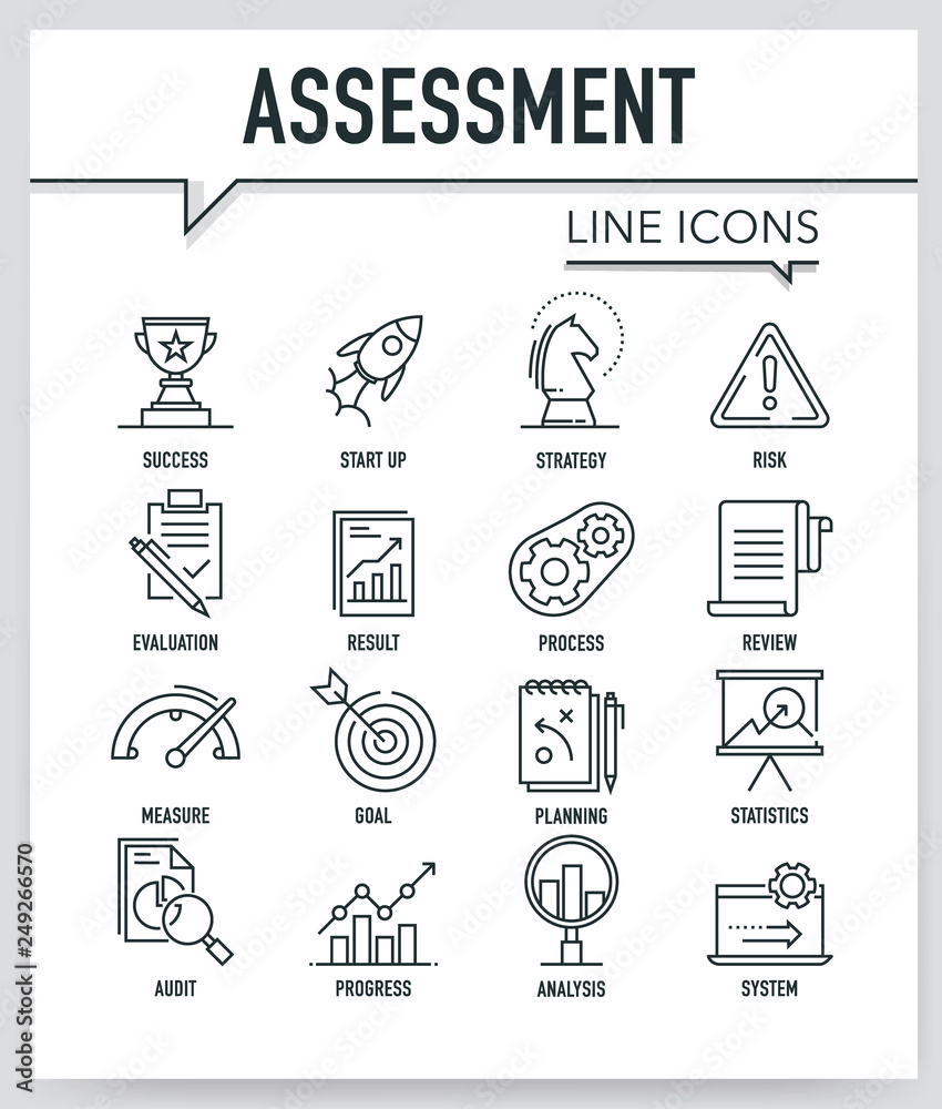 ASSESSMENT LINE ICONS Stock Vector | Adobe Stock
