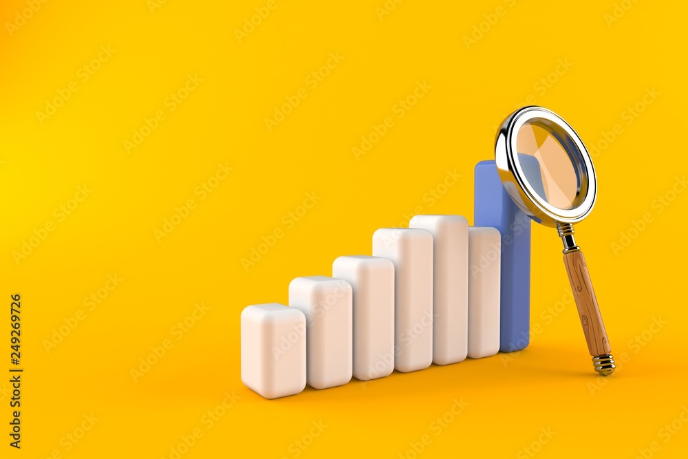 Magnifying glass with chart Stock Illustration | Adobe Stock