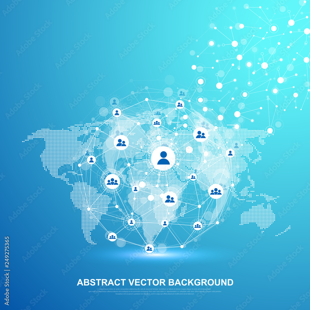 Networking connection concept abstract technology. Global network ...