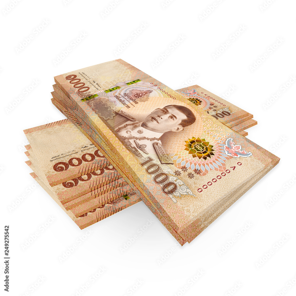 Thai money, Thai baht bills, business isolated on white background 3D ...