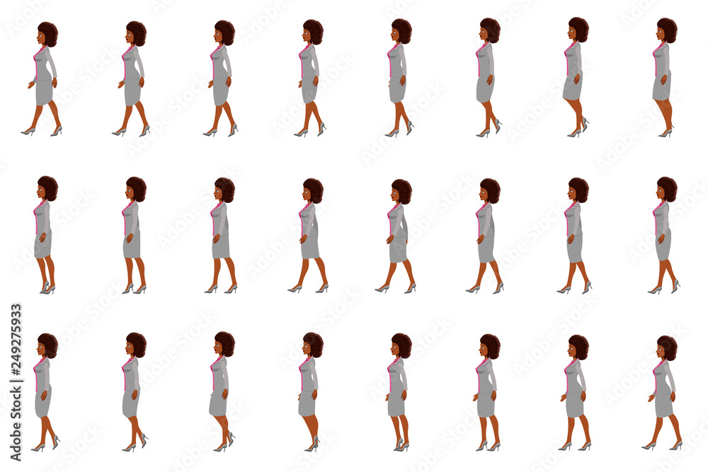 Vetor de Business Girl walk cycle animation sprites, Loop animation. do ...