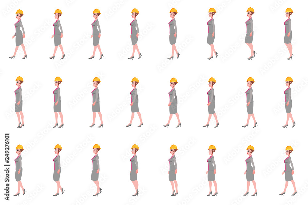 Business Girl walk cycle animation sprites, Loop animation. Stock ...