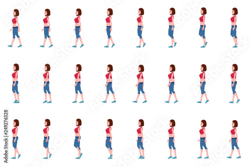Girl walk cycle animation sprites, Loop animation. Stock Vector | Adobe ...