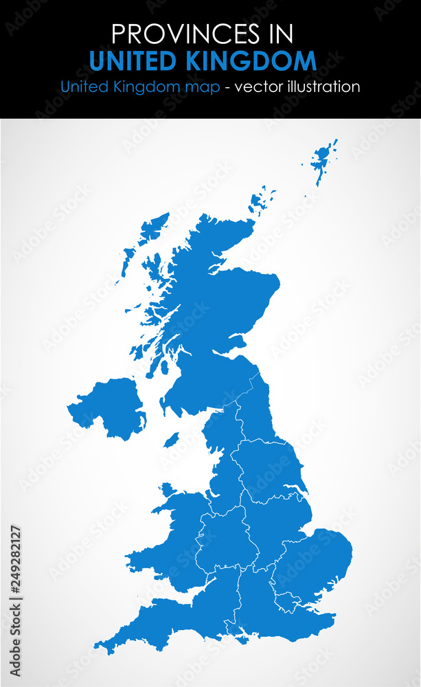 United Kingdom - highly detailed map. All elements are separated in ...