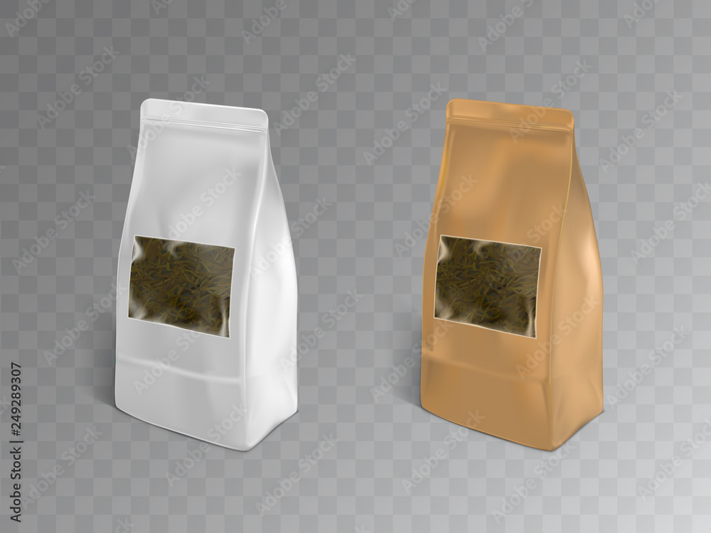 Black, green or herbal tea packaging 3d realistic vector mockup ...