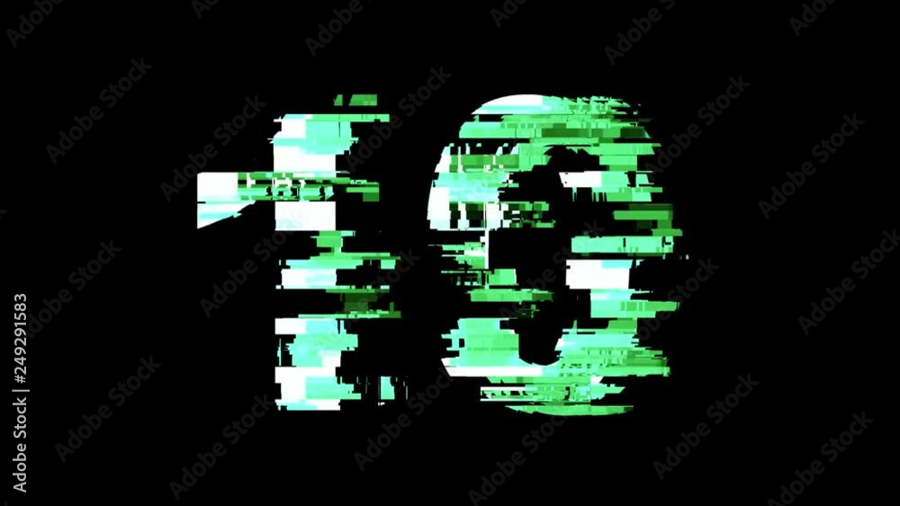 Number 10, ten, distorted glitch futuristic digital look - 4K animation ...