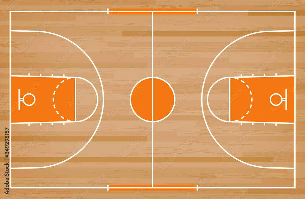 Basketball court floor with line on wood pattern texture background ...
