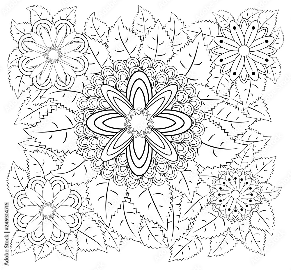 Coloring book for adult and older children. Coloring page with vintage ...