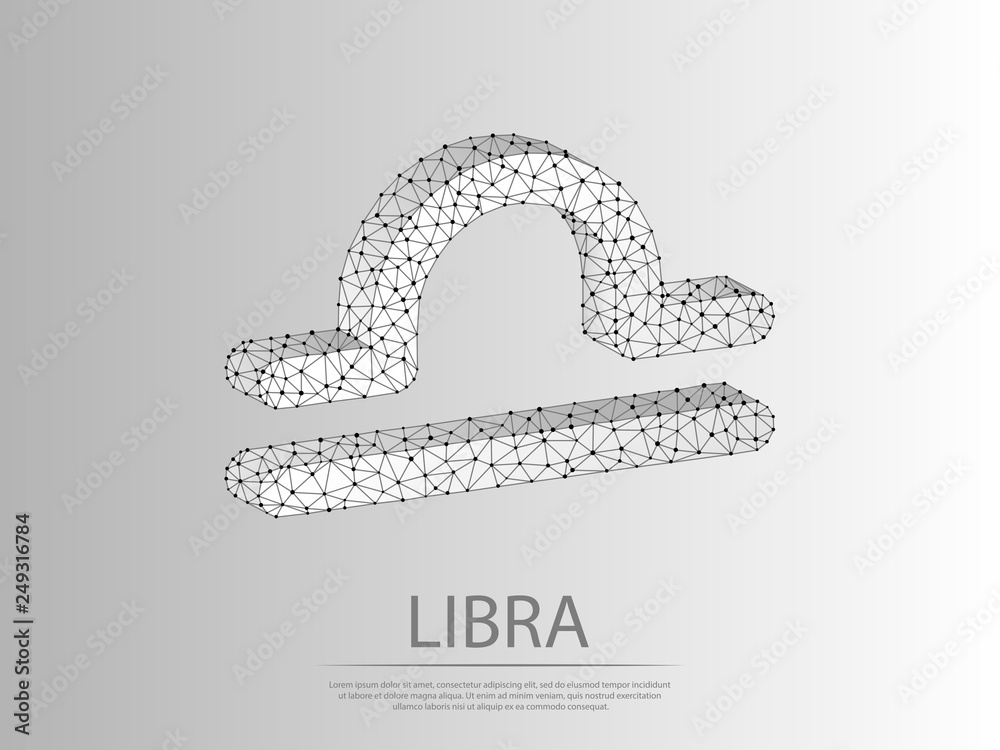 Libra Zodiac low poly abstract illustration consisting of points, lines ...
