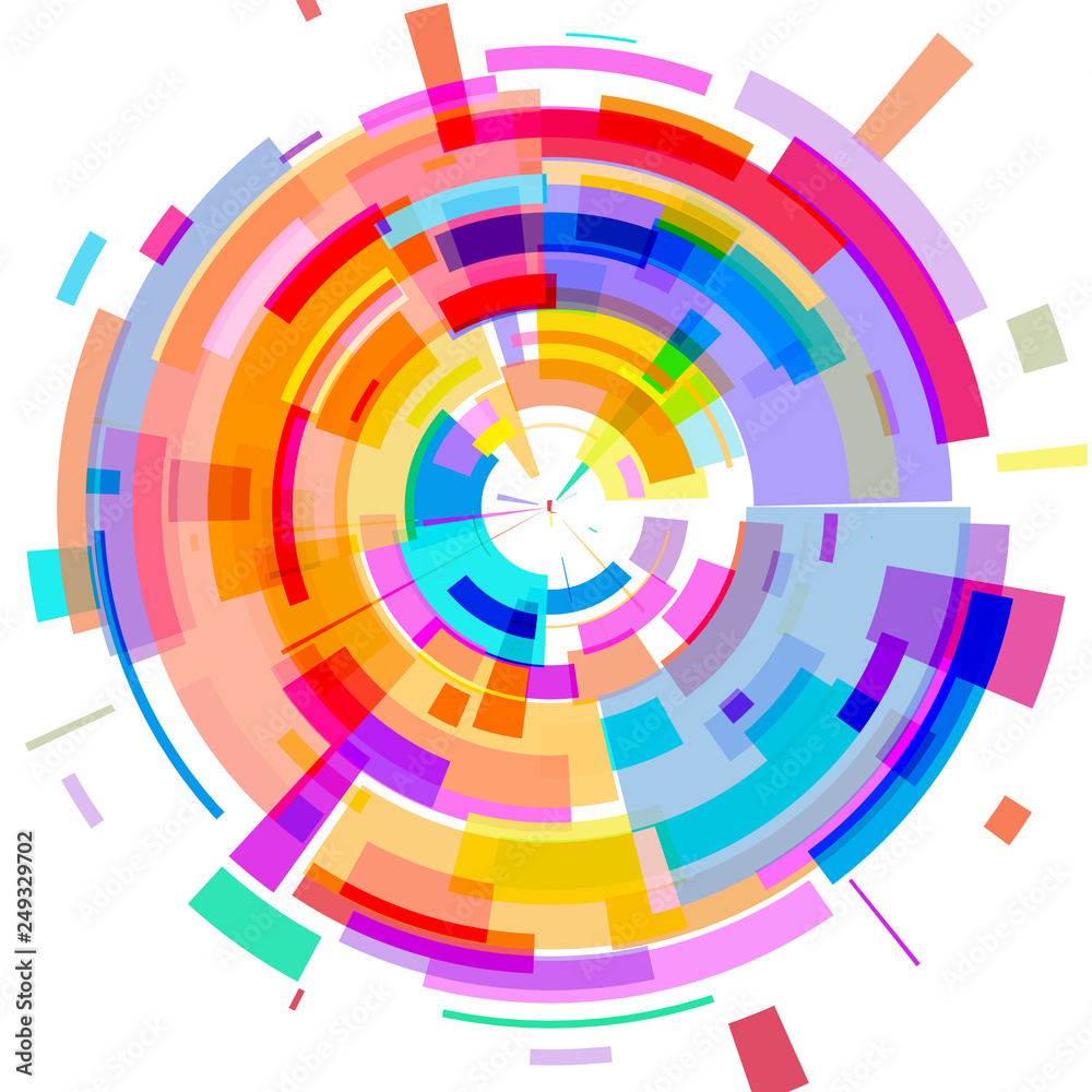 circle is composed of geometric shapes on white background Stock Vector ...