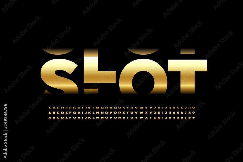 Slot machine style font, alphabet letters and numbers Stock Vector ...