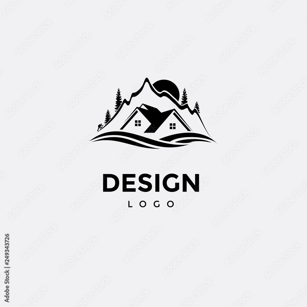 Vector logo design,mountain house Stock Vector | Adobe Stock