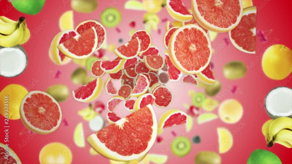 Video Stock Falling GRAPEFRUITS Animation, Fruits and Food, Background ...