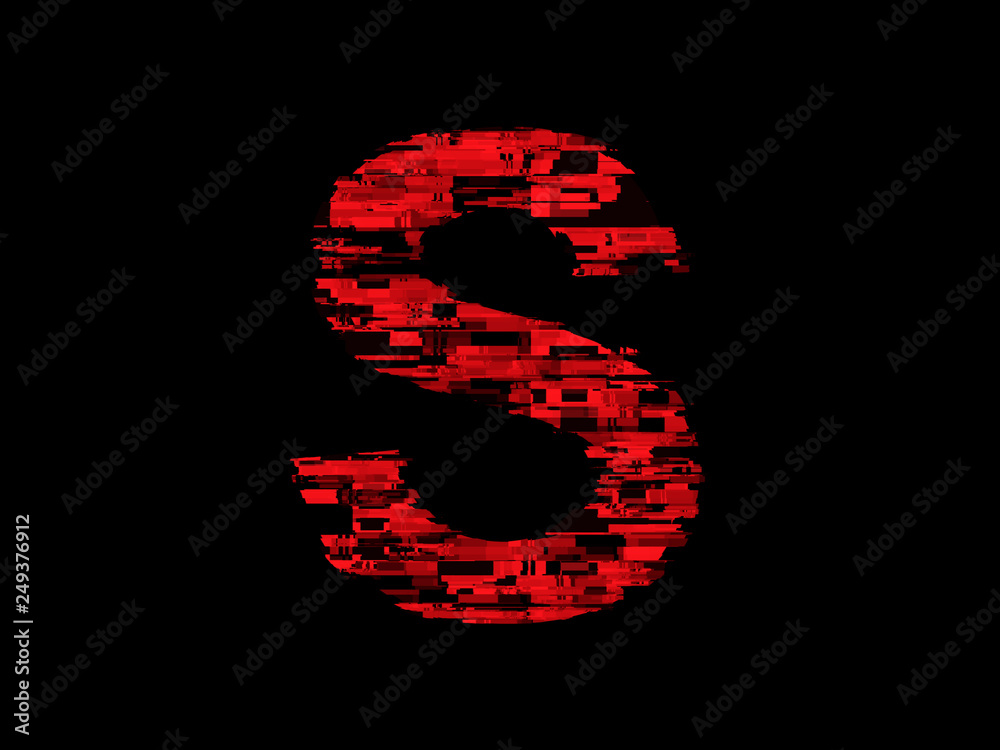 Letter S distorted glitch foturistic digital look - alphabet letters ...