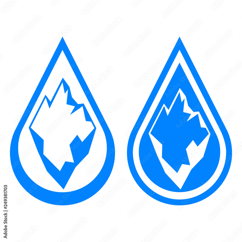Water drop, iceberg, icon. Symbol of water, natural, pure. Blue. Vector ...