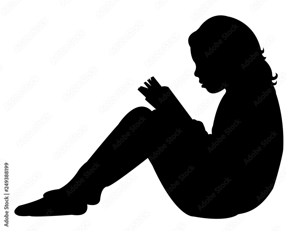 Girl Reading Book Silhouette Vector Stock Vector Adobe Stock