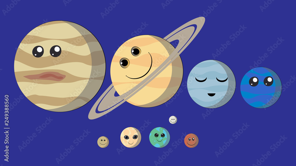 Cartoon Planets With Faces