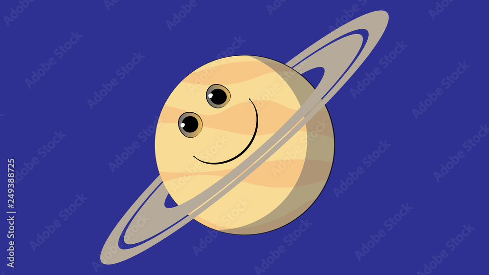 Saturn planet vector design. Smiling planets of the Solar System ...