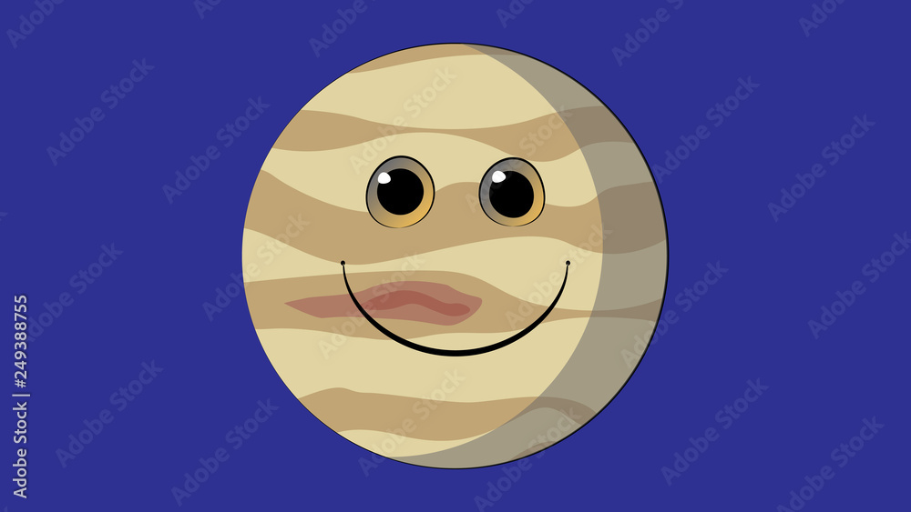 Jupiter planet vector design. Smiling planets of the Solar System ...