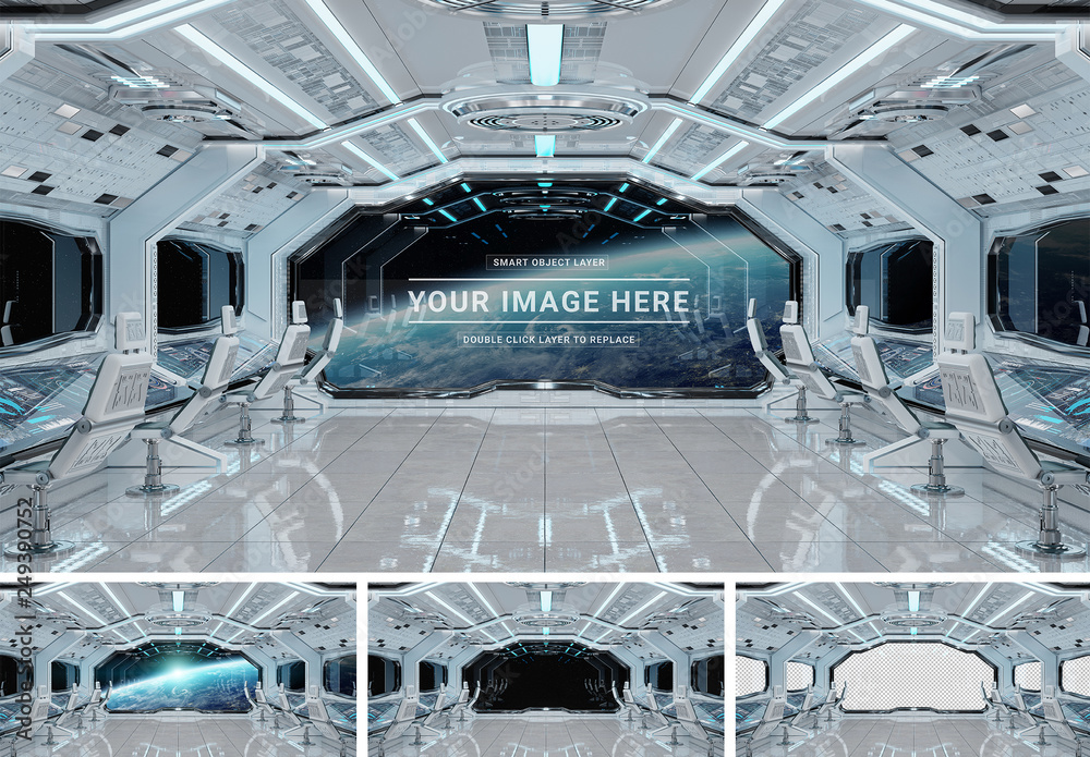 White Spaceship Window Mockup Stock Template | Adobe Stock