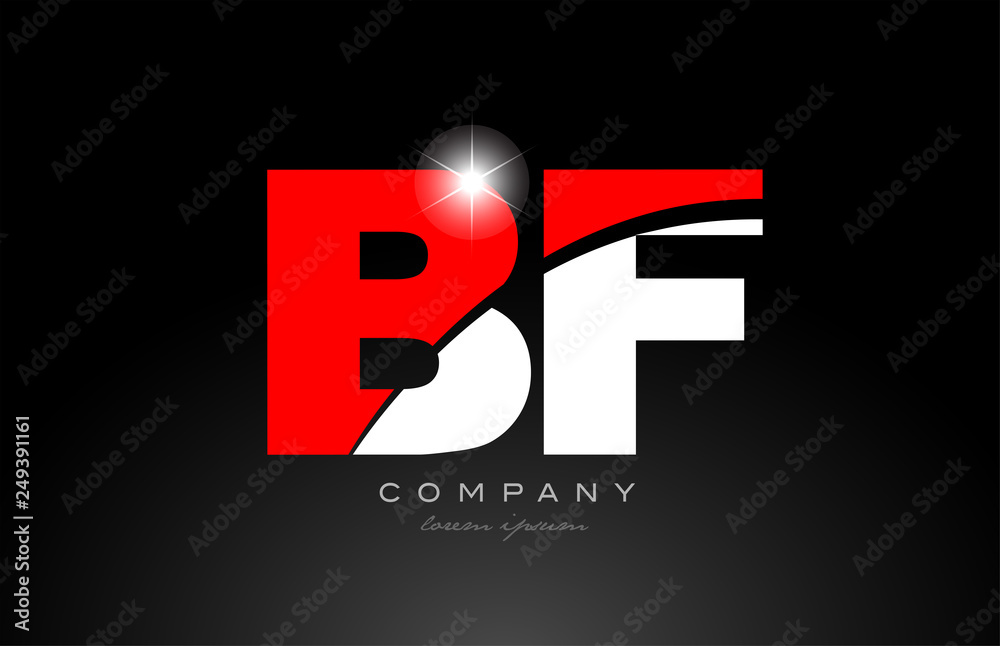 red white color letter combination bf b f alphabet for logo icon design ...