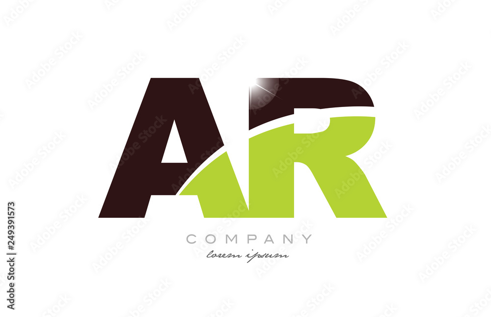 letter ar a r alphabet combination in green and brown color for logo ...