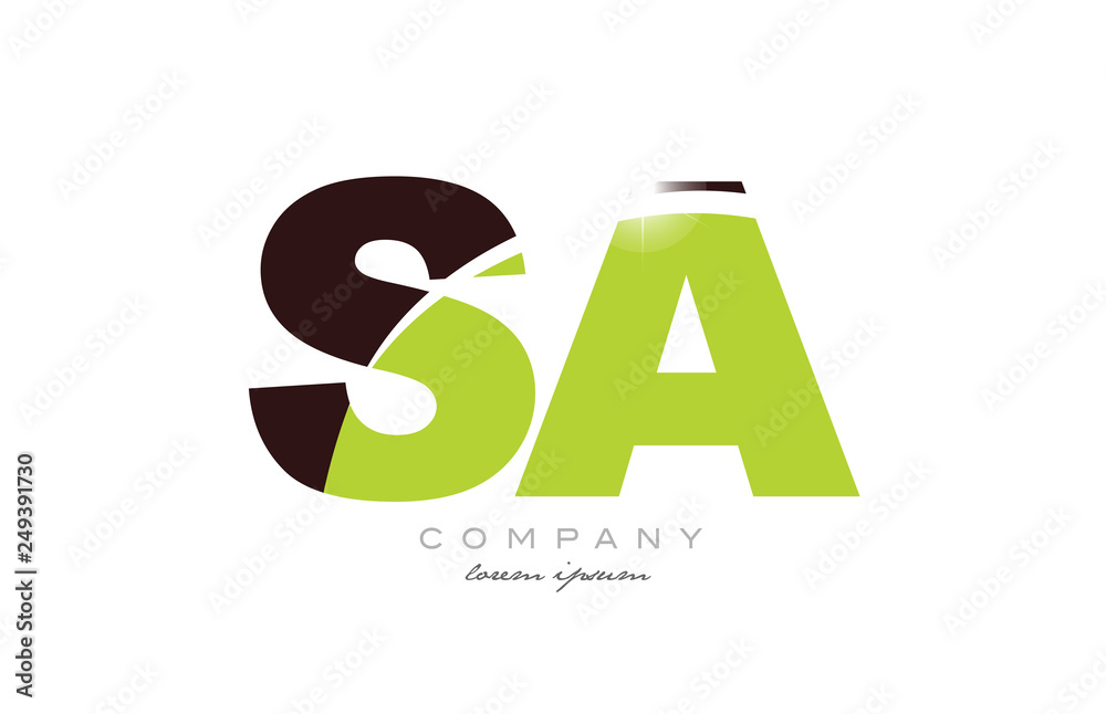 letter sa s a alphabet combination in green and brown color for logo ...