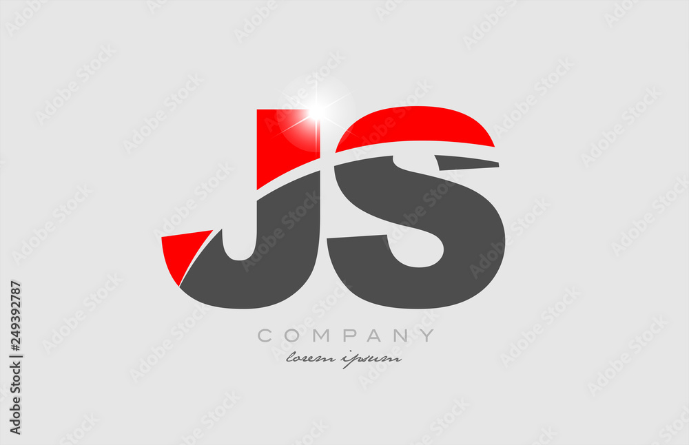 combination letter js j s in grey red color alphabet for logo icon ...