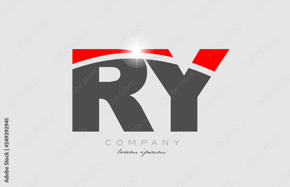 combination letter ry r y in grey red color alphabet for logo icon ...