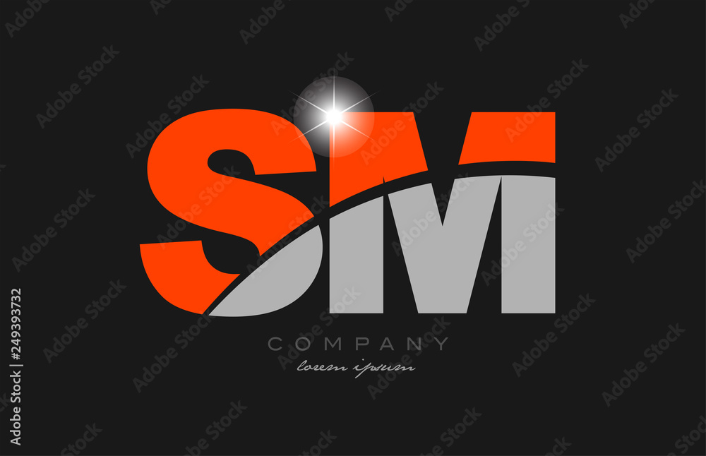combination letter sm s m in grey orange color alphabet for logo icon ...