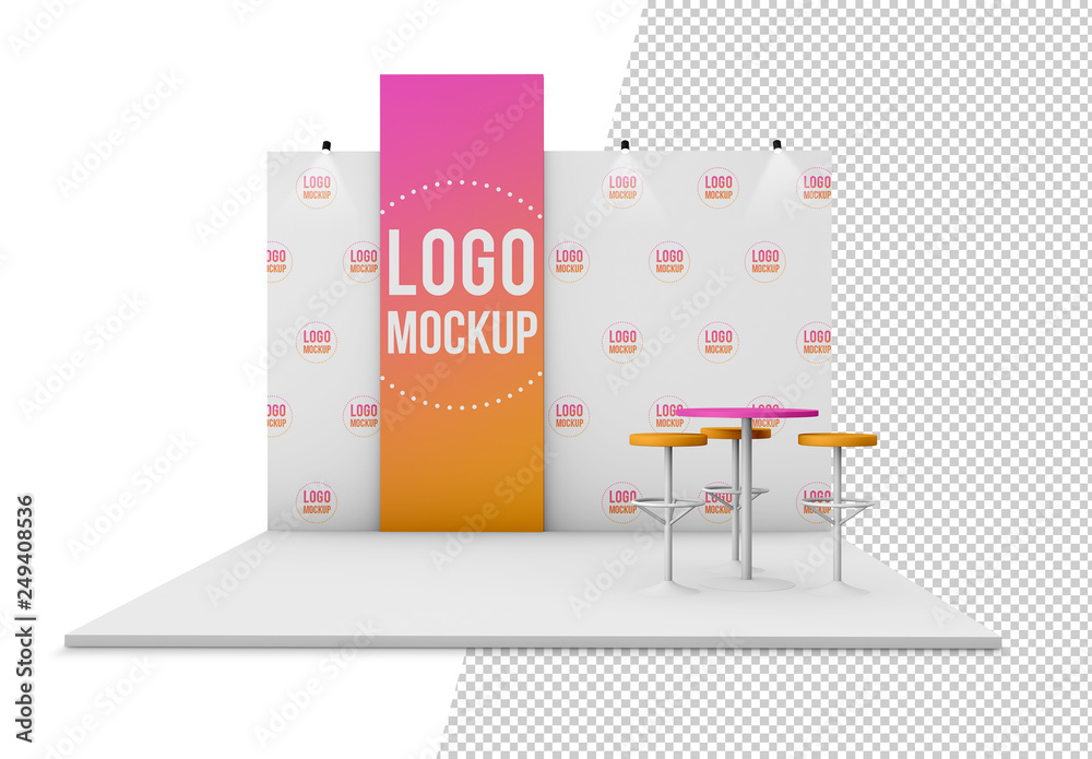 Kiosk with Banner and Background Mockup Stock Template | Adobe Stock