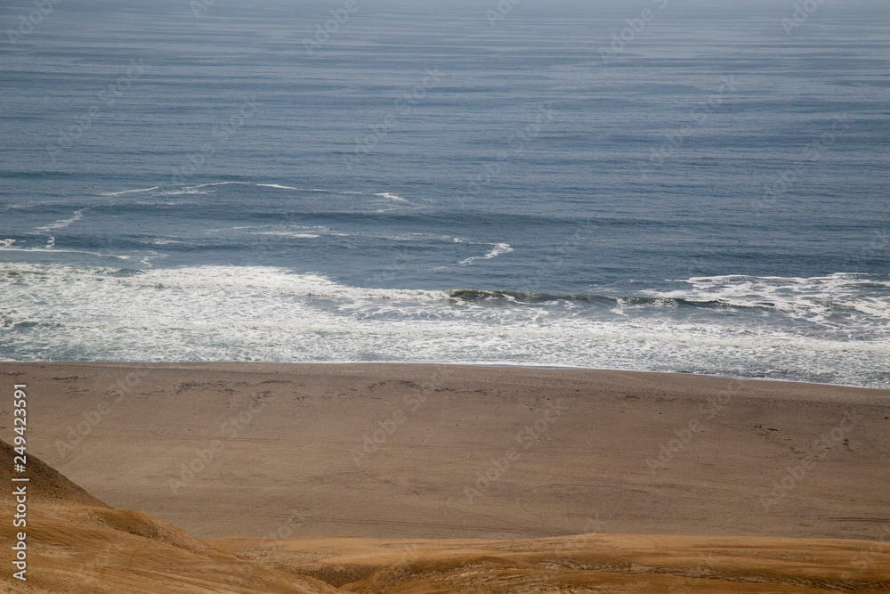 beaches of pisco, paracas, peru, The sea and the desert come together ...