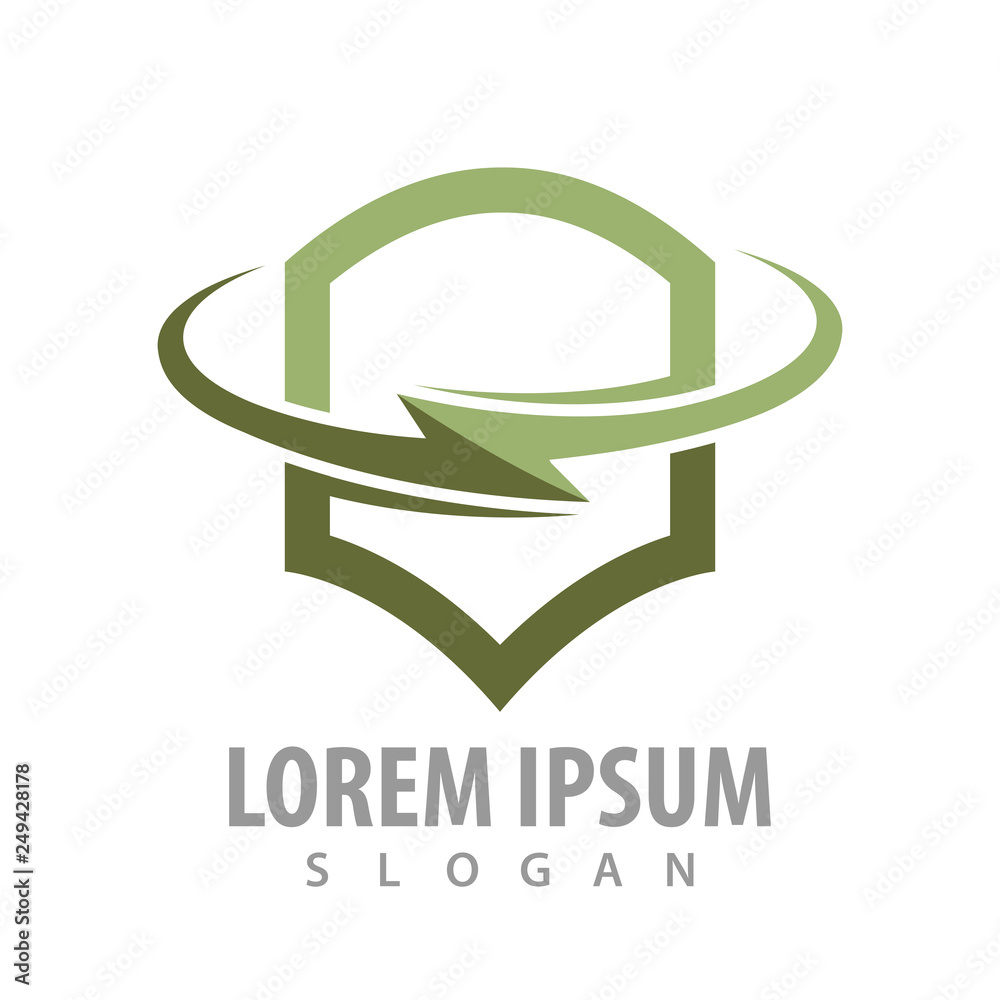 Lightning shield logo concept design. Symbol graphic template element ...