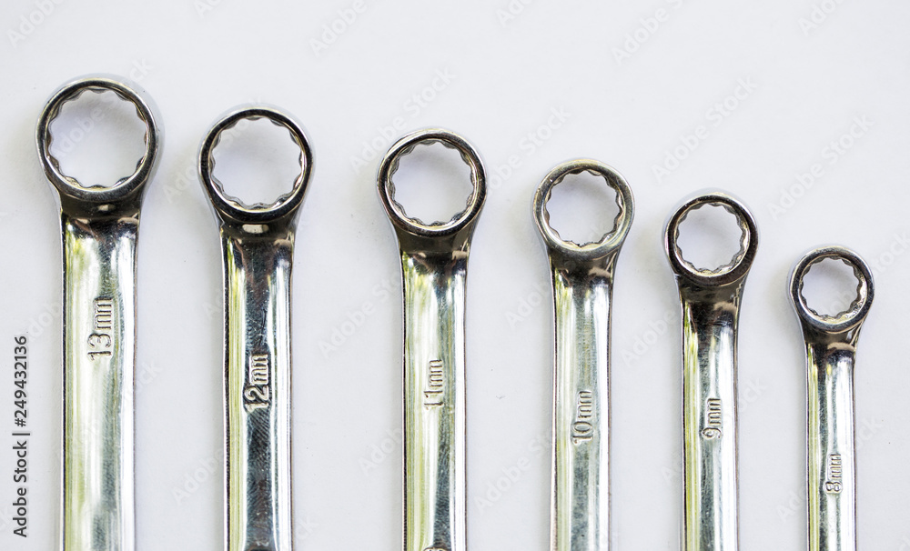 Wrench isolated on white Top view. Clipping path included Stock Photo ...