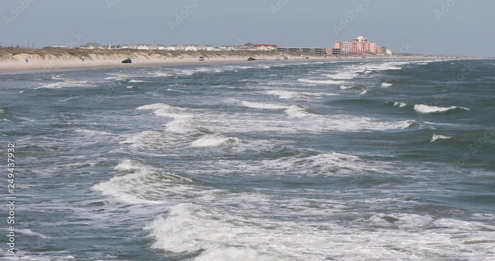 Corpus Christi Texas sandy beach coast from ocean. Beautiful southern ...