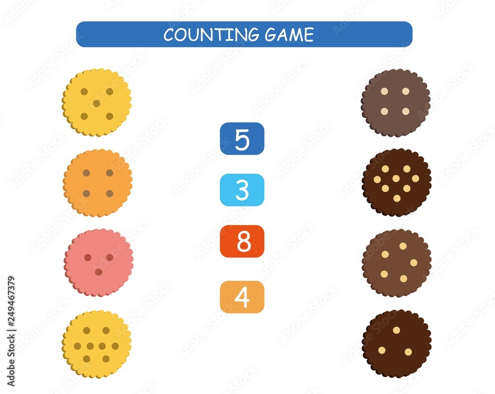 Count and match - worksheet for kids. Educational and mathematical game ...