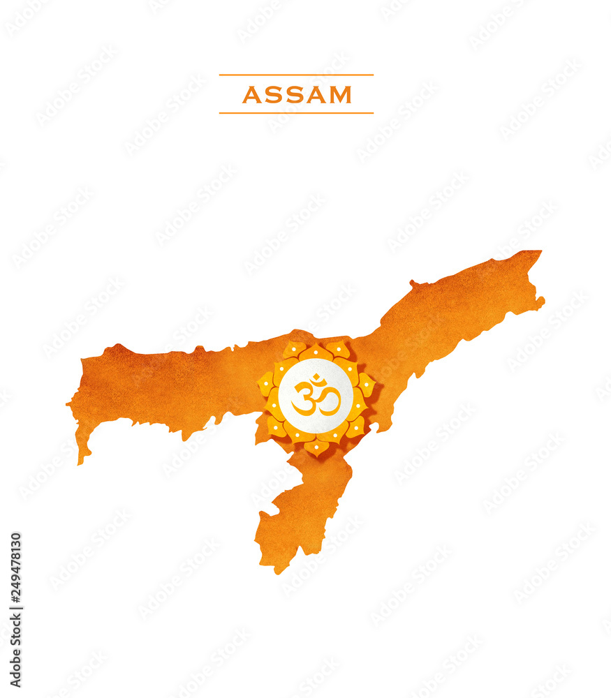 ASSAM STATE MAP OM SYMBOL Stock Illustration | Adobe Stock