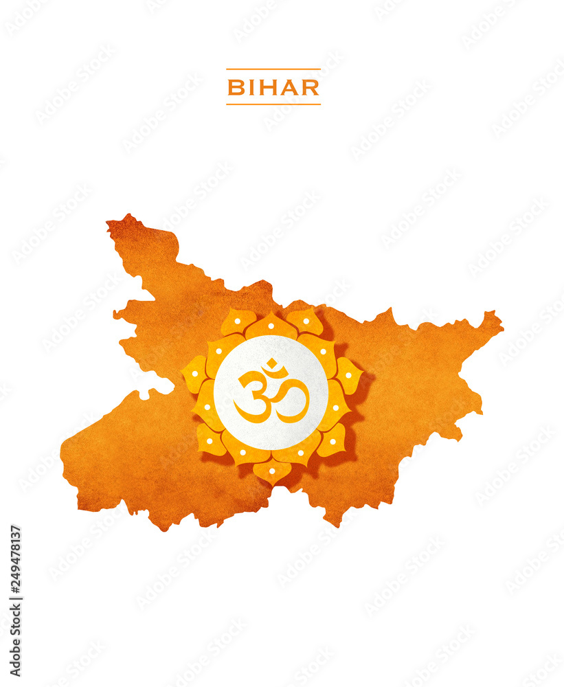 BIHAR STATE MAP OM SYMBOL Stock Illustration | Adobe Stock