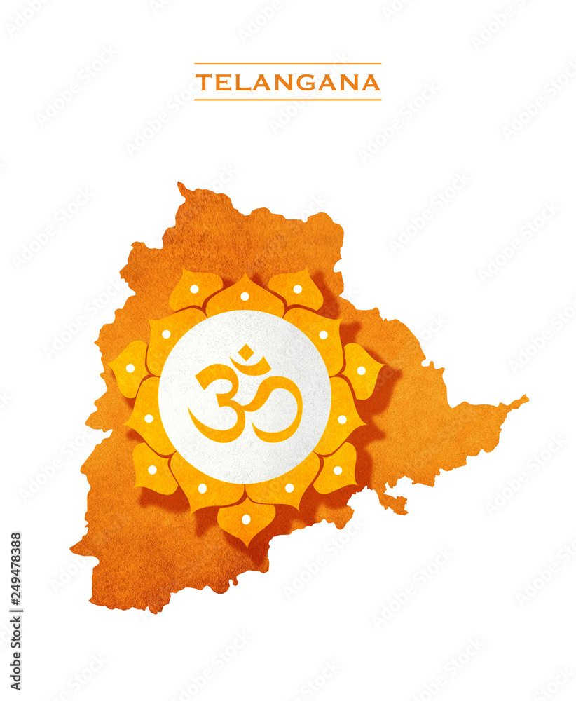 TELANGANA STATE MAP OM SYMBOL Stock Illustration | Adobe Stock