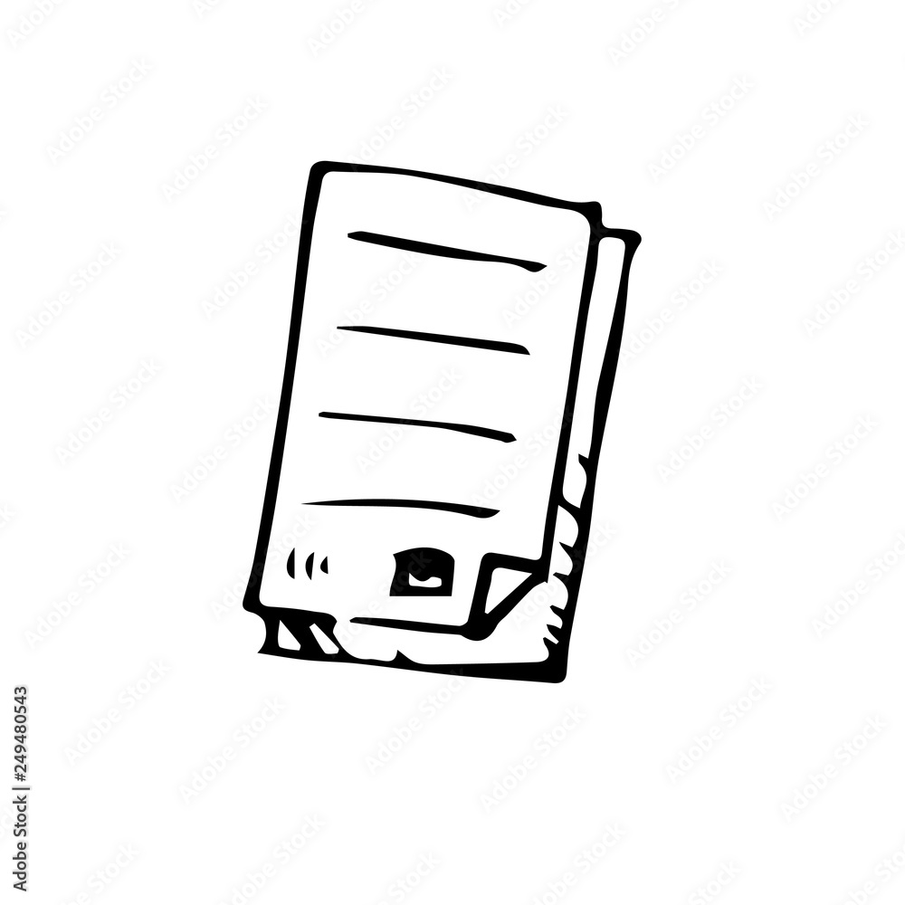 Icon black Hand drawn Simple outline note paper Symbol. vector ...