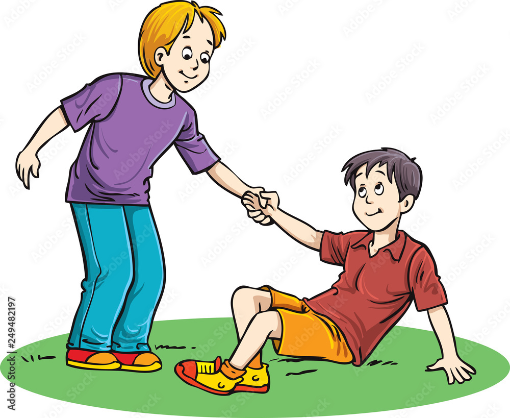 boy helping a boy Stock Vector | Adobe Stock