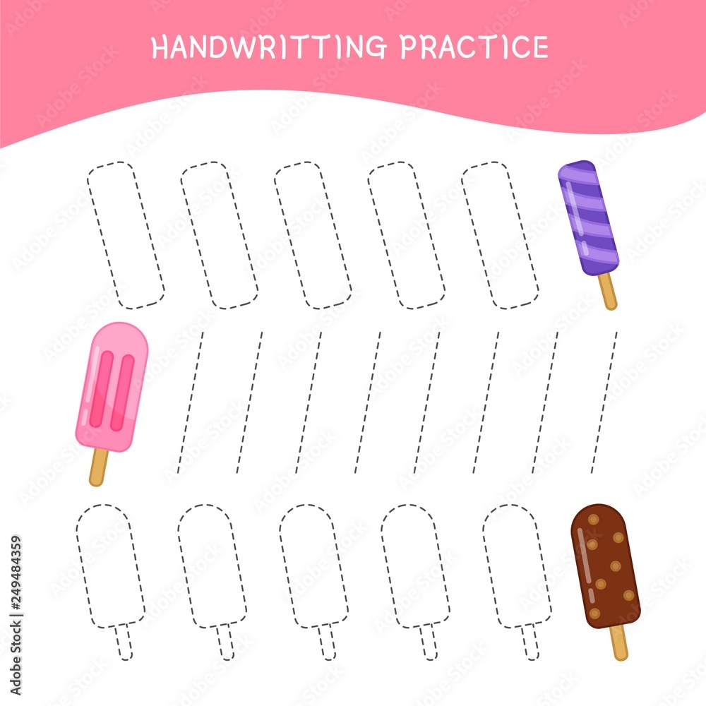 Handwriting practice sheet. Basic writing. Educational game for ...