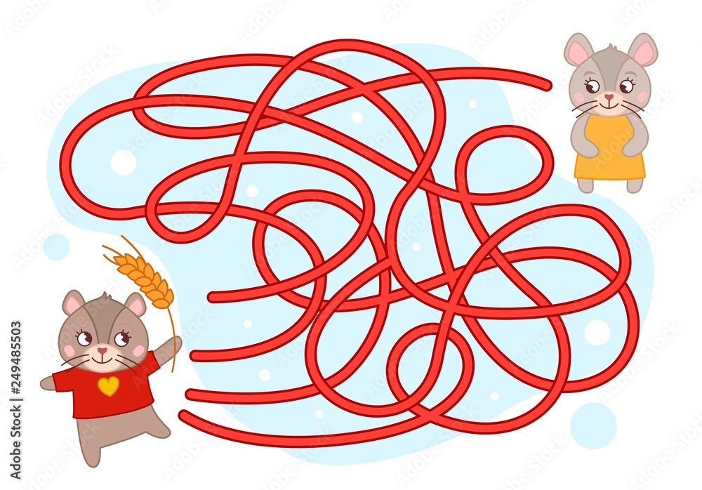 Maze game for children. Cartoon cute mouses. Stock Vector | Adobe Stock