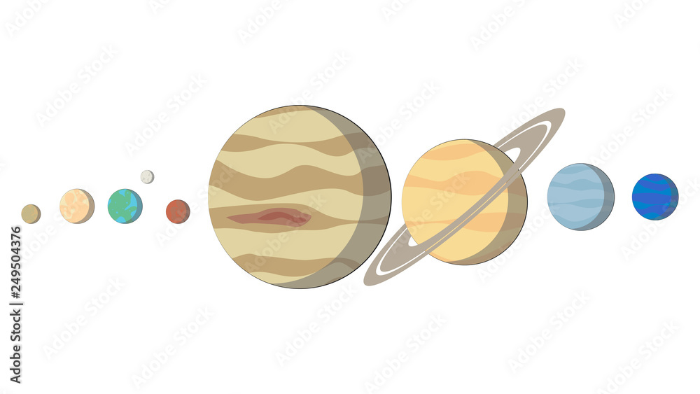 Solar System planets simple flat cartoon vector design Stock Vector ...