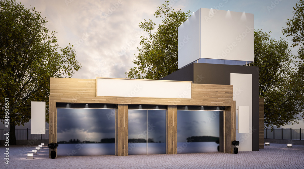 branding elements on commercial building Stock Illustration | Adobe Stock