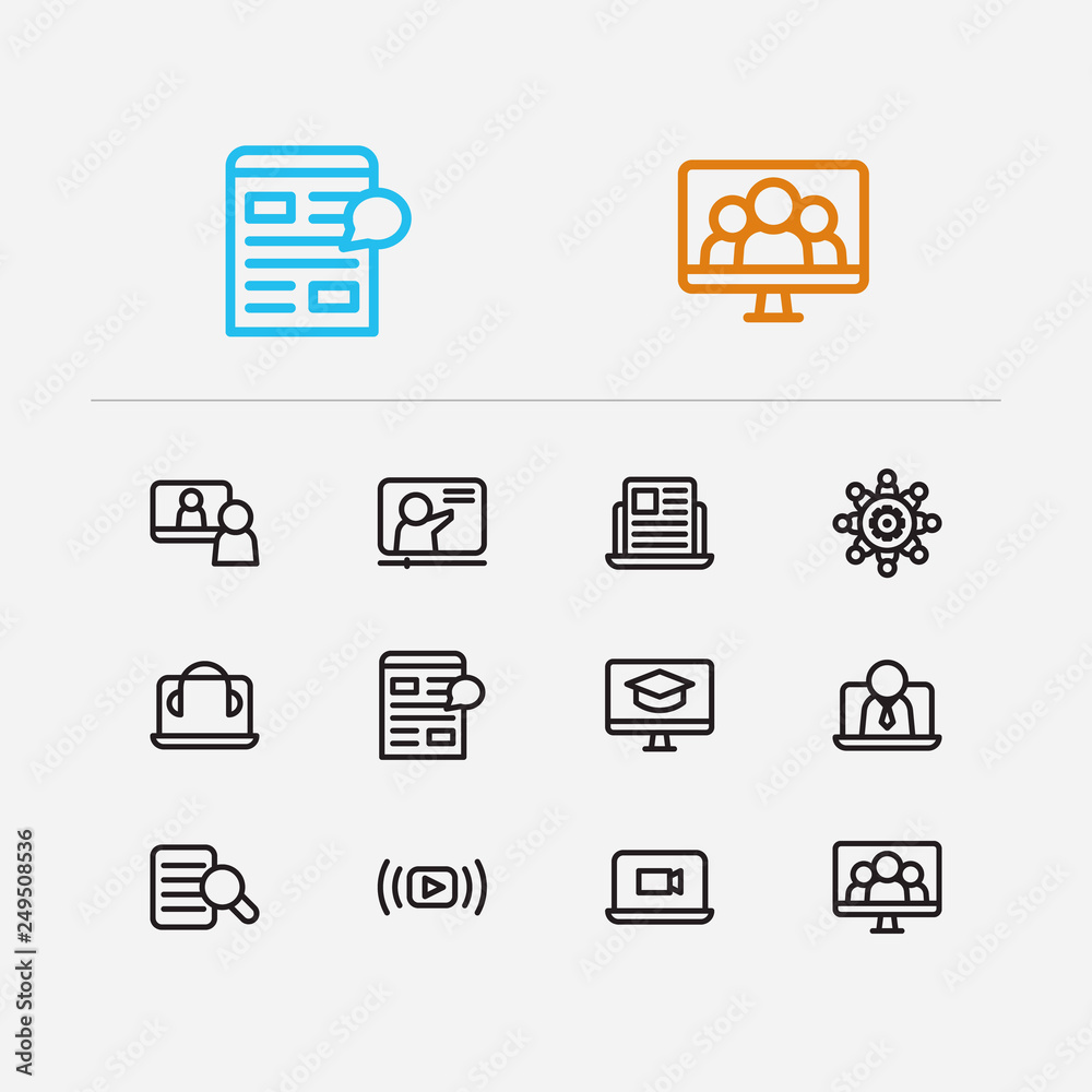 Online education icons set. Video stream and online education icons ...