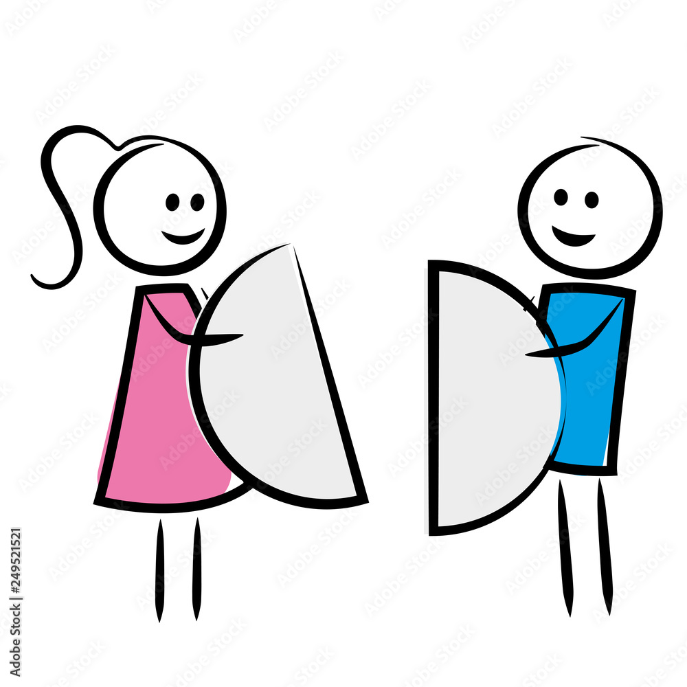 Strichmännchen die teilen Stock Vector | Adobe Stock