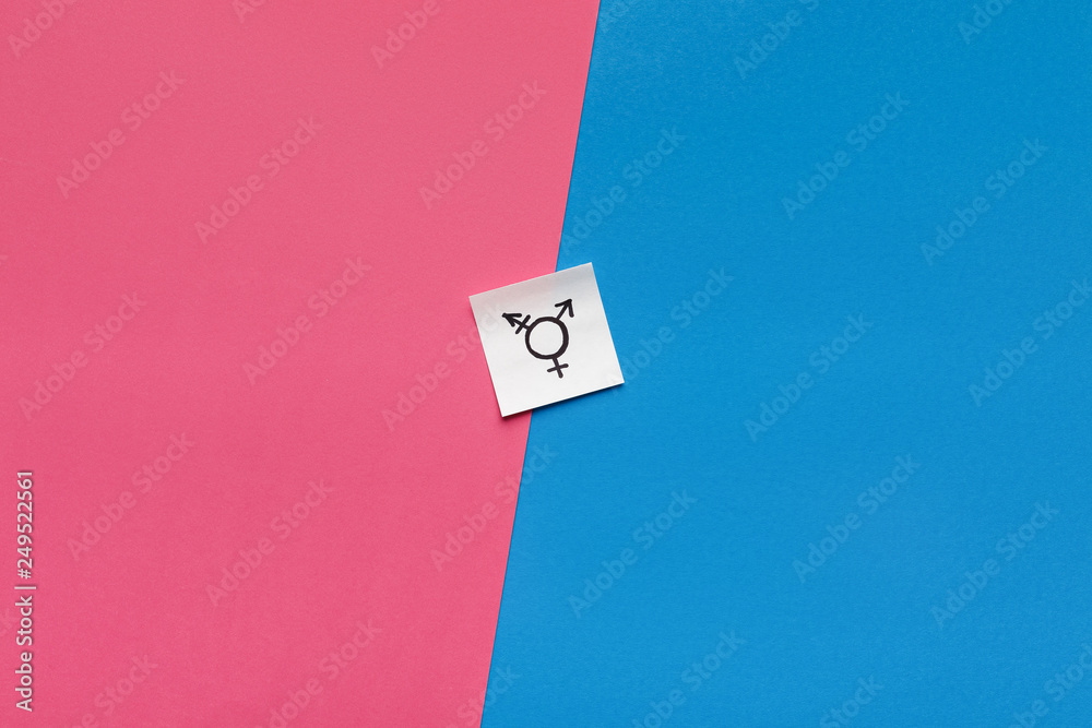 Transgender symbol on pink and blue background Stock Photo | Adobe Stock